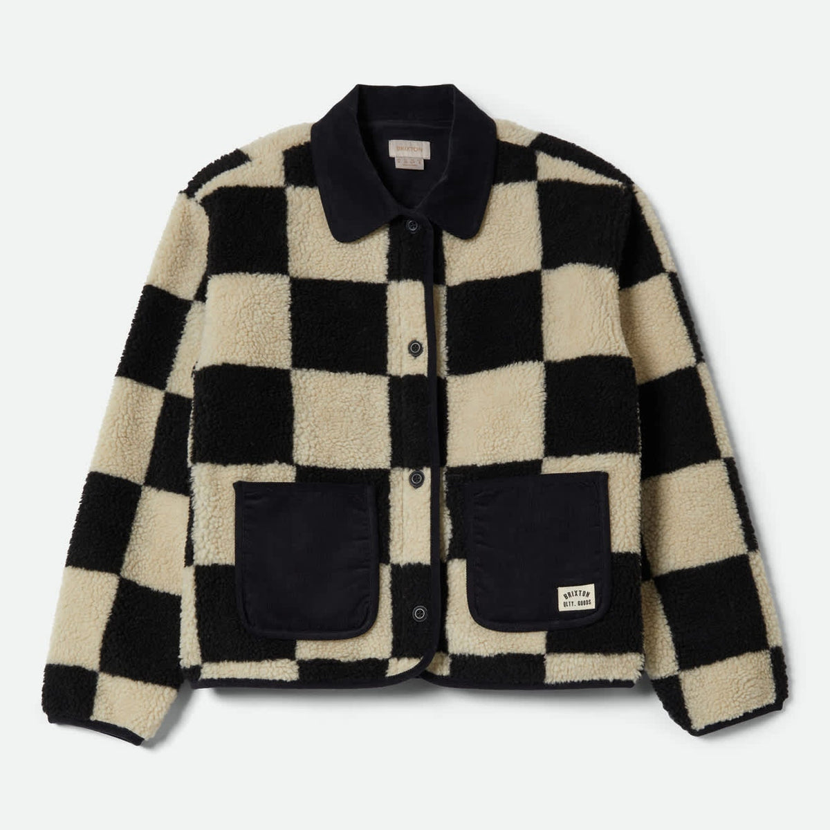 Women's Delilah Sherpa Jacket in Black/Natural Finish Line Checker ...