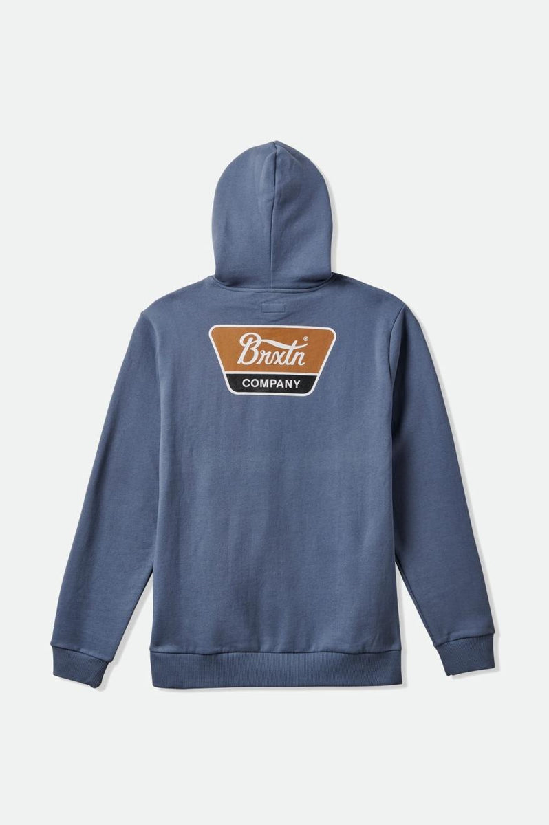Linwood Fleece Hood - Flint Blue/Golden Brown – Brixton Europe