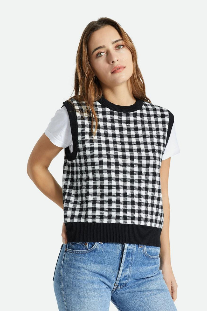 Naples Sweater Vest - Black Gingham – Brixton Europe
